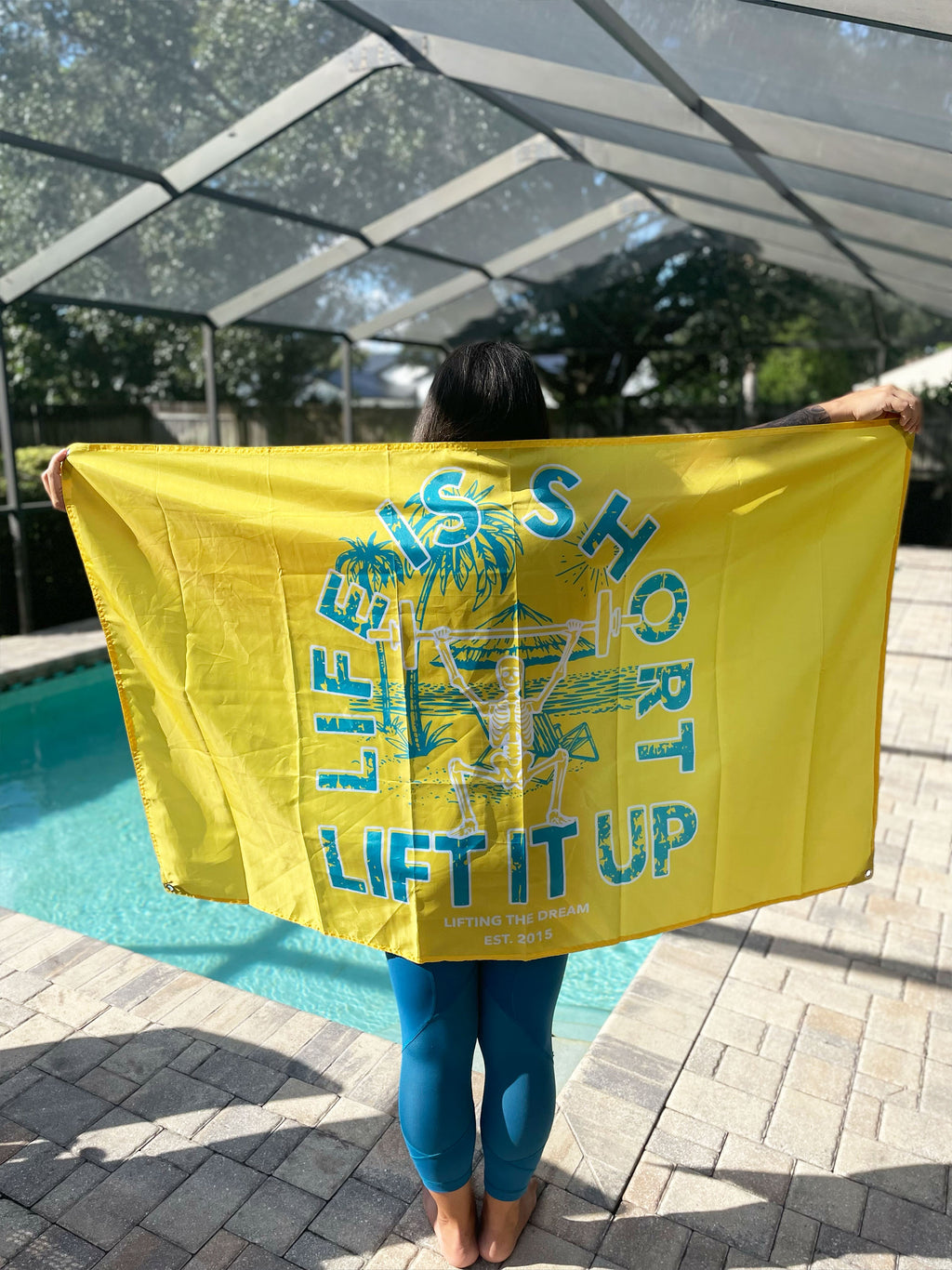 Life is Short Lift It Up Gym Flag – Lifting the Dream